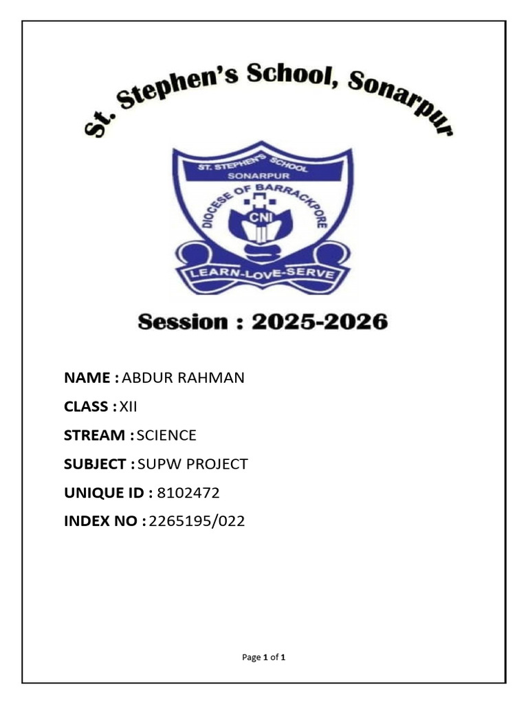 Supw Project Students Info | PDF