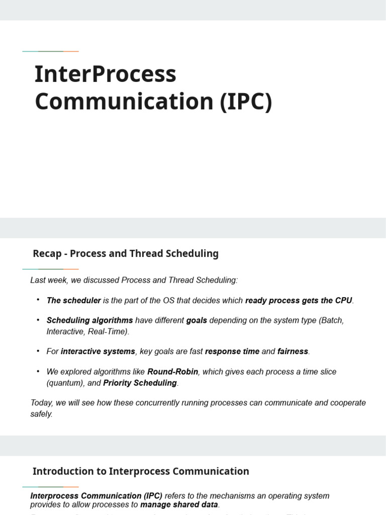 Interprocess Communication Overview | PDF | Process (Computing ...
