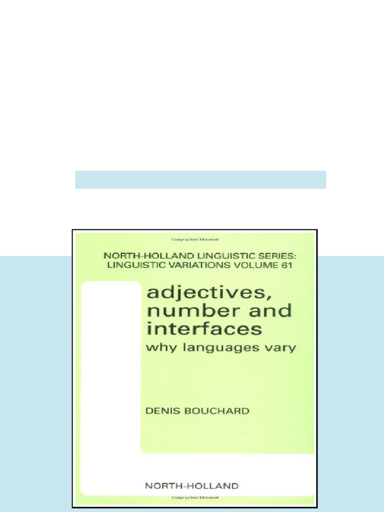 (Ebook) Adjectives, Number and Interfaces (North-Holland Linguistic ...
