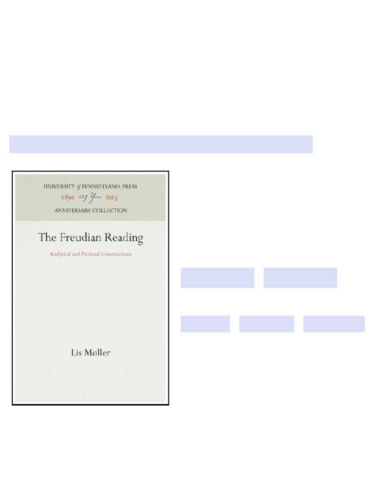 The Freudian Reading Analytical and Fictional Constructions Lis Moller ...