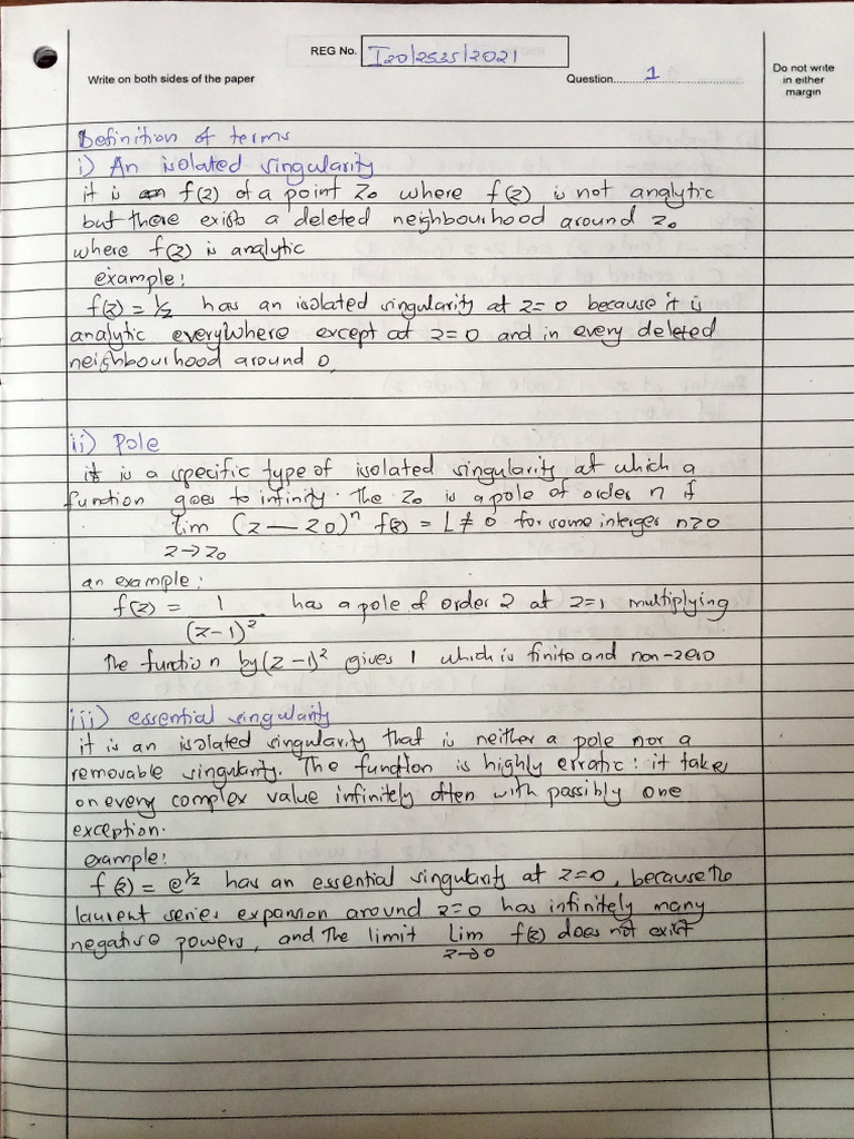 complex analysis 2 sample question | PDF