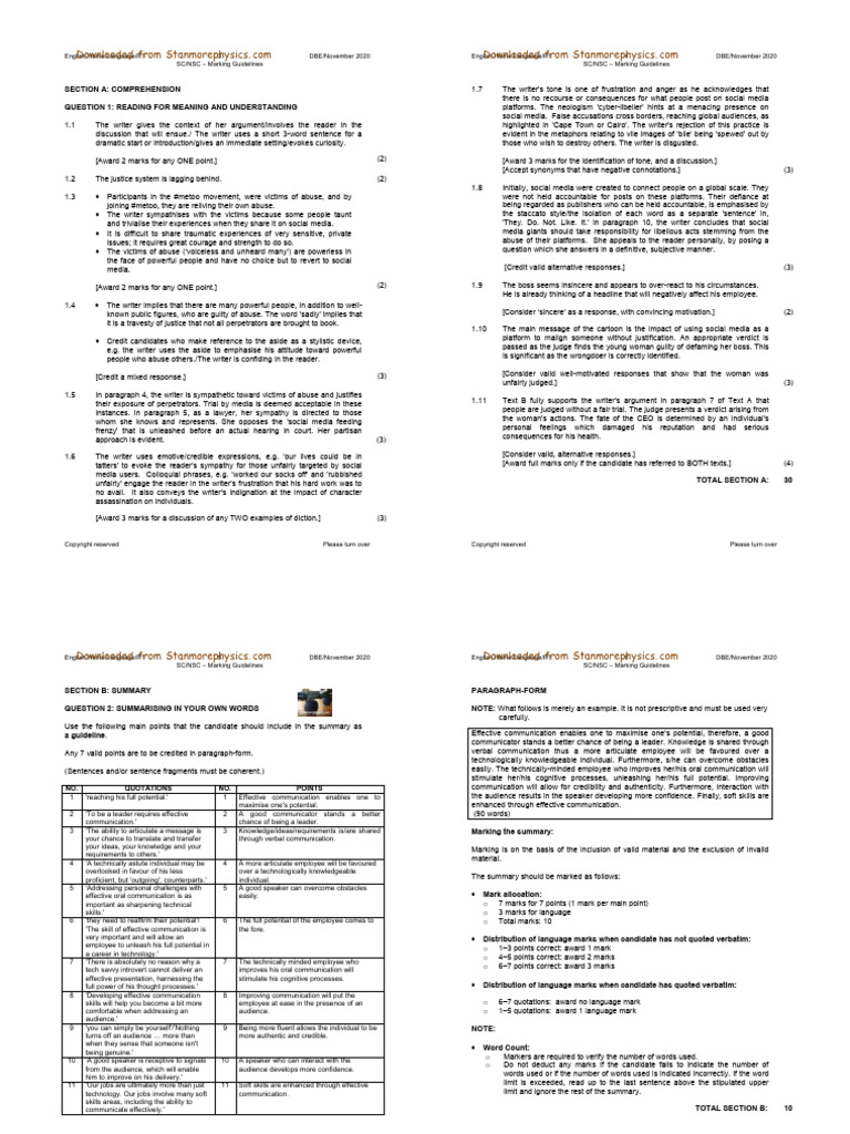 English-HL-Grade-12-Nov-2020-P1-and-Memo | PDF | Communication ...