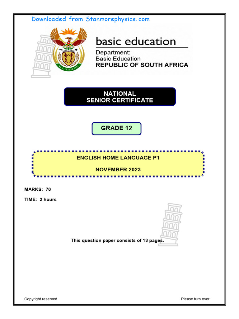 Grade 12 English Exam Paper 2023 | PDF | Rhetoric | Jeans