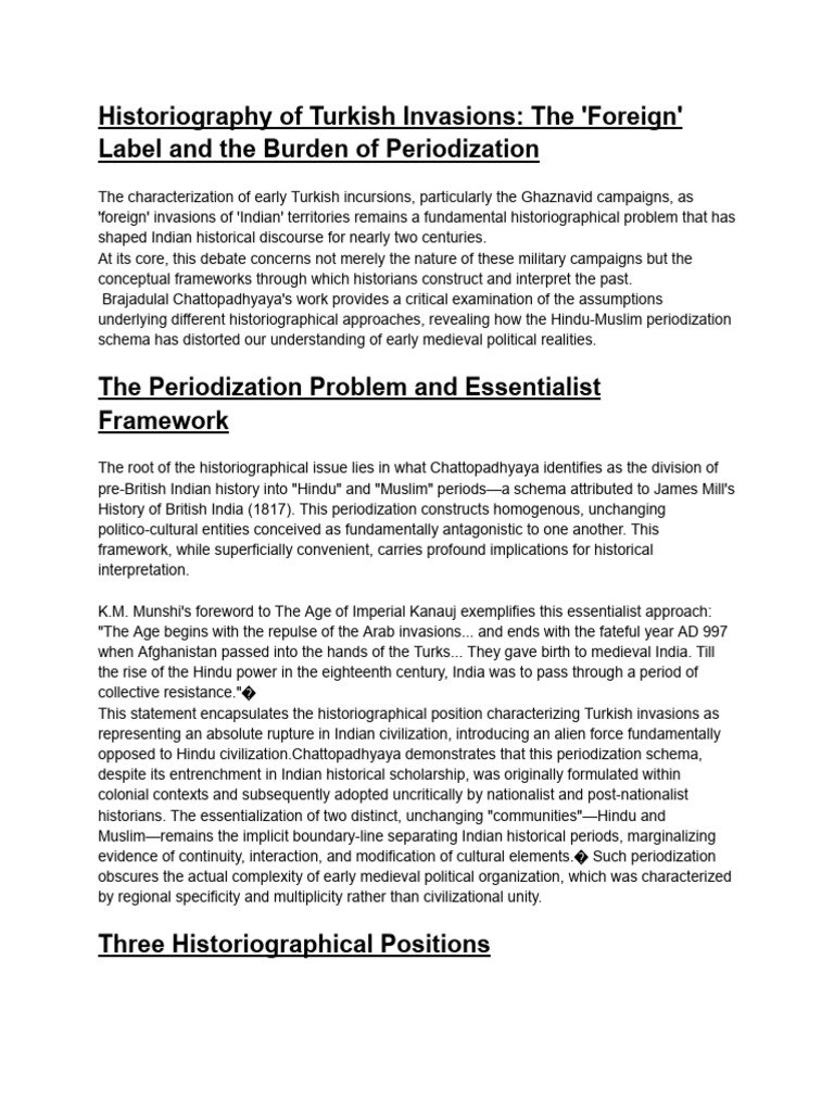 Historiography of Turkish Invasions- The 'Foreign' Label and the Burden ...