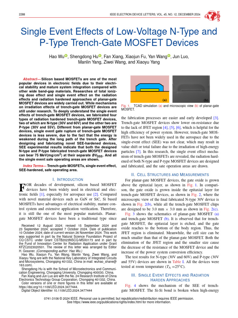 Single Event Effects in Trench-Gate MOSFETs | PDF | Field Effect ...