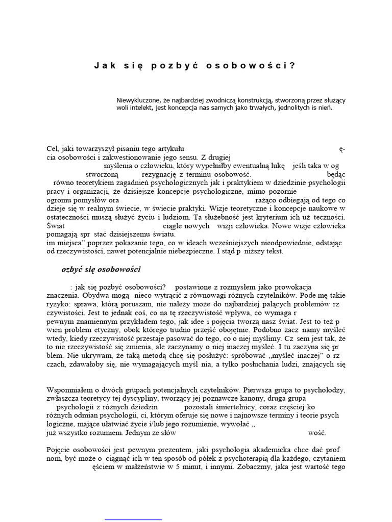 ADAMIEC - Jak Się Pozbyć Osobowości | PDF