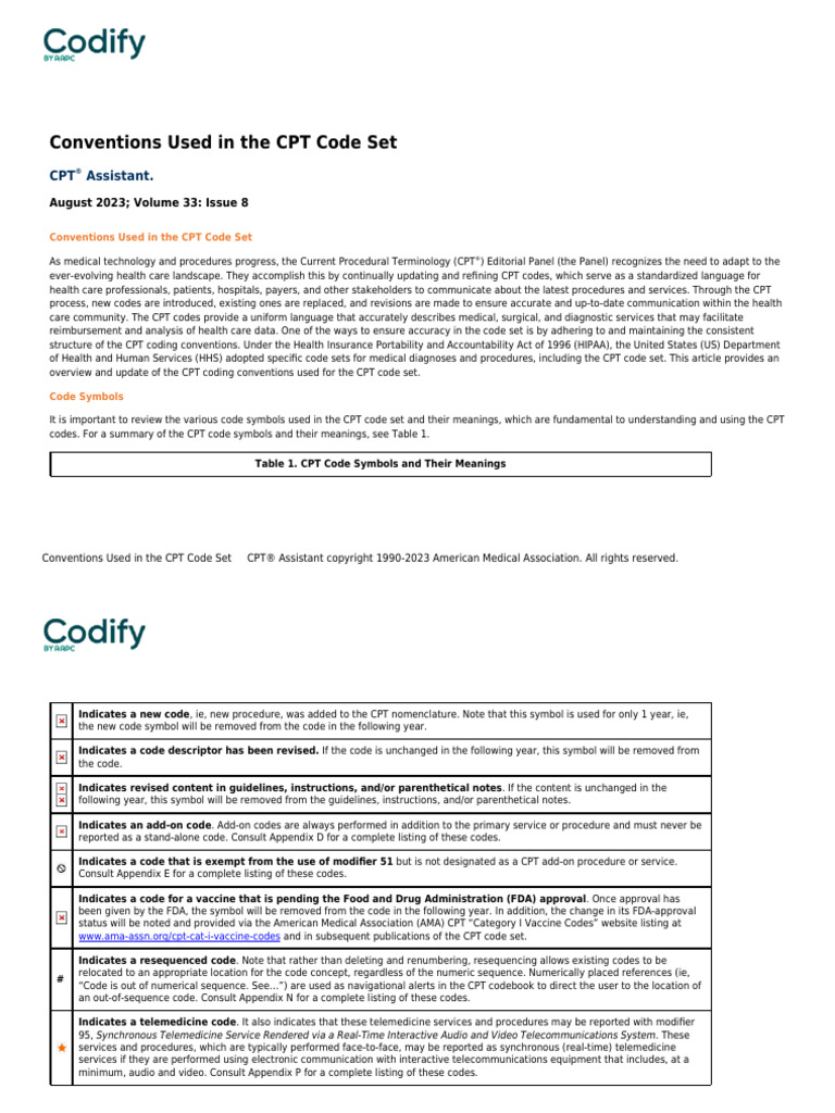 CPT Code Set Conventions Explained | PDF | Health Care | Medicine