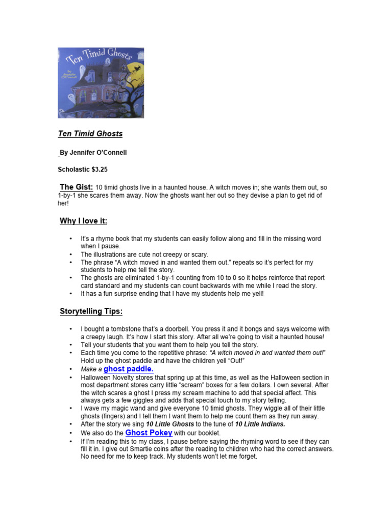 Ten Timid Ghosts: A Halloween Story | PDF