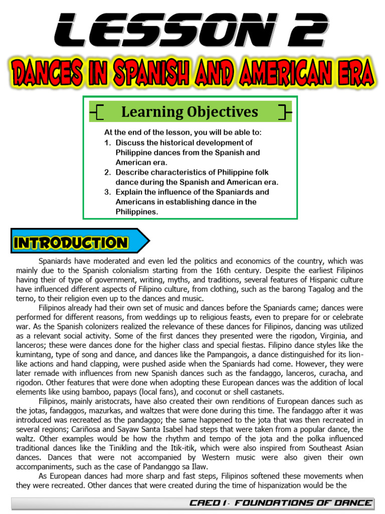 CAED 2 Lesson 2 | PDF | Dances | Philippines
