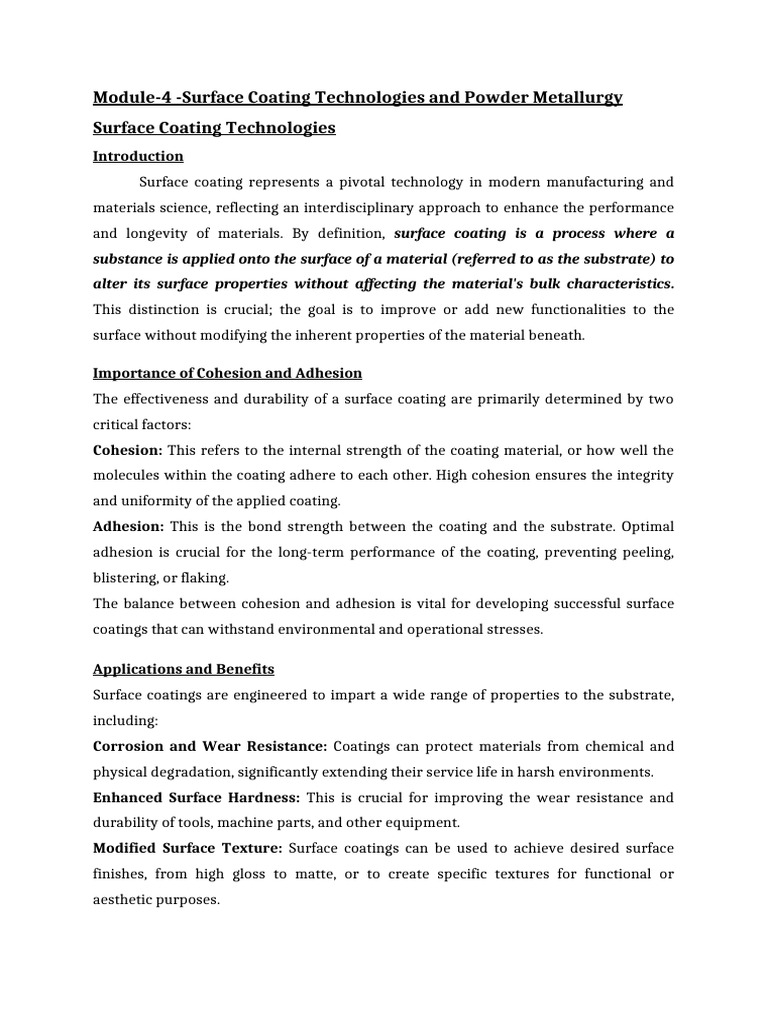 Surface Coating Technologies Overview | PDF | Chemical Vapor Deposition ...