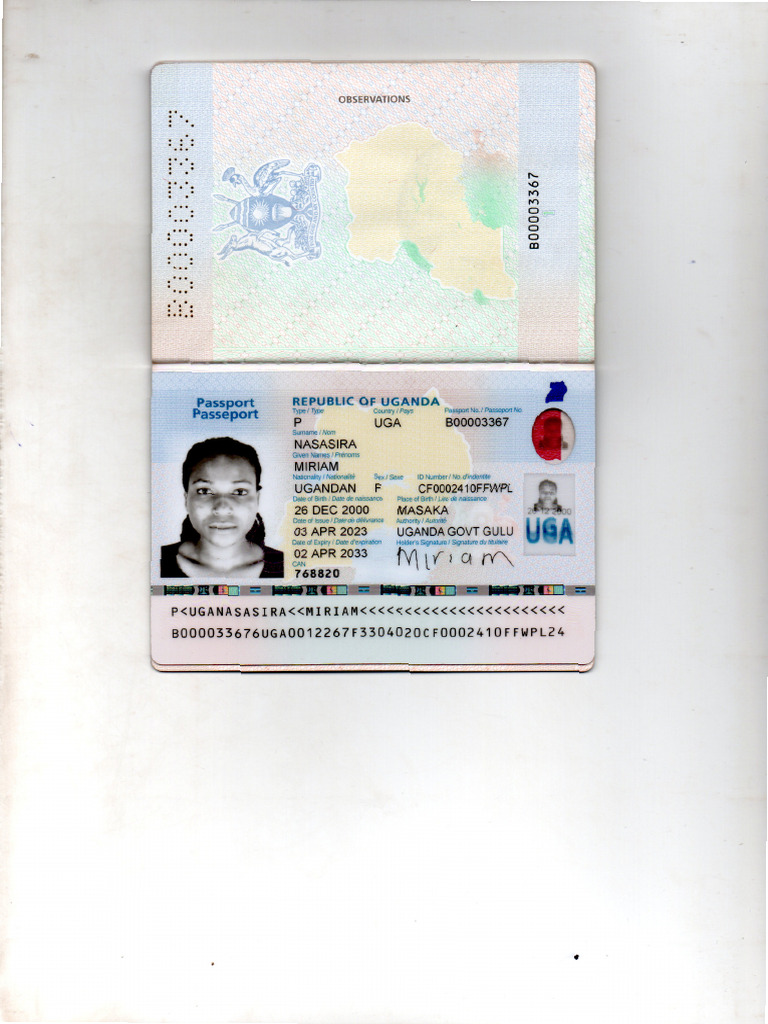 Ugandan Passport Details for Miriam Nasasira | PDF