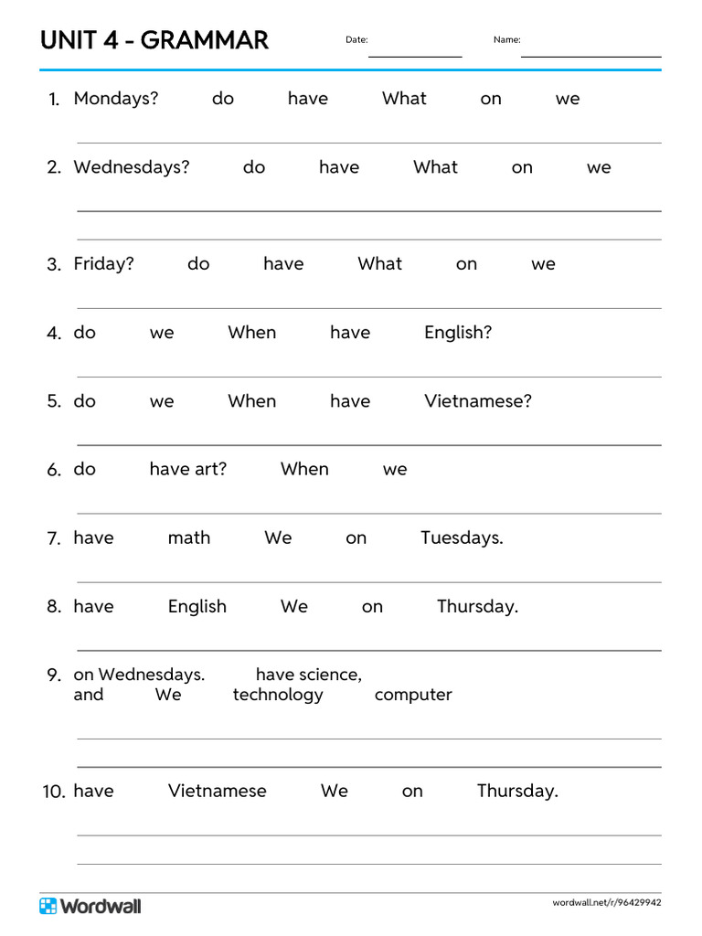 Unit 4 Grammar Unjumble | PDF