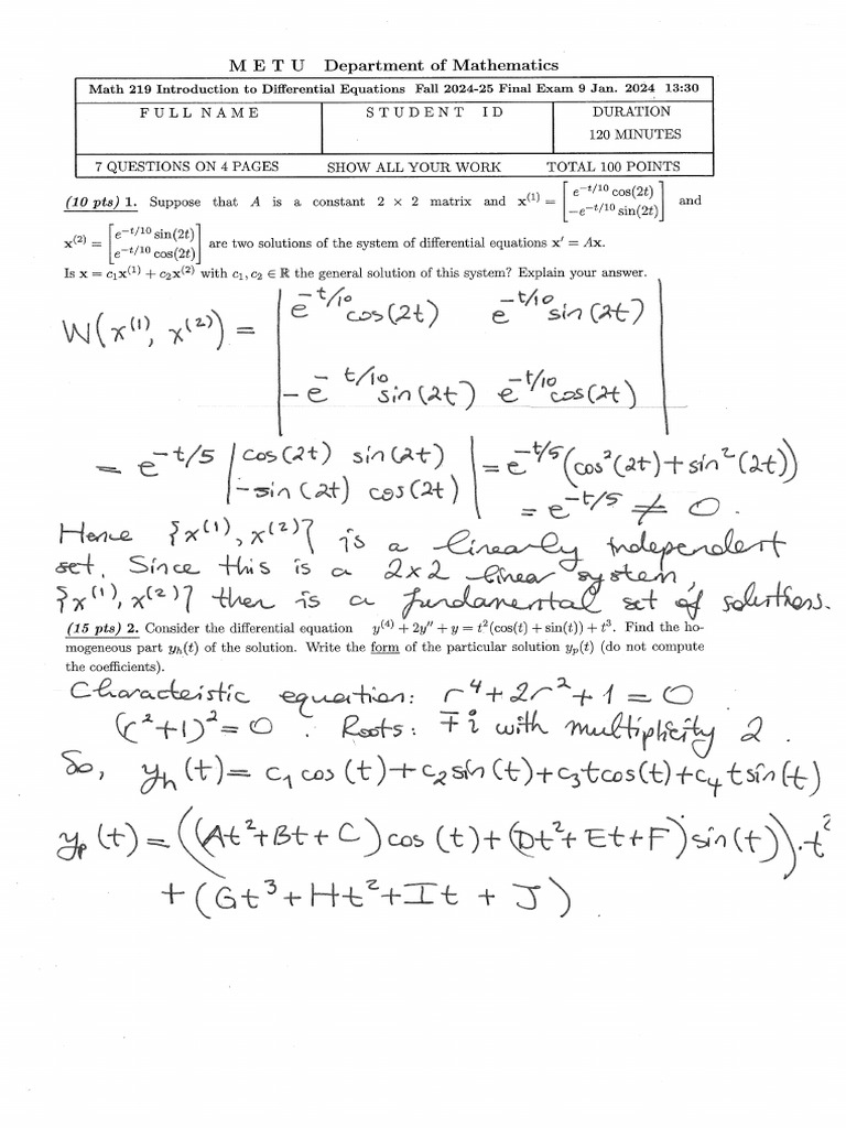 219 Final Solution Key | PDF