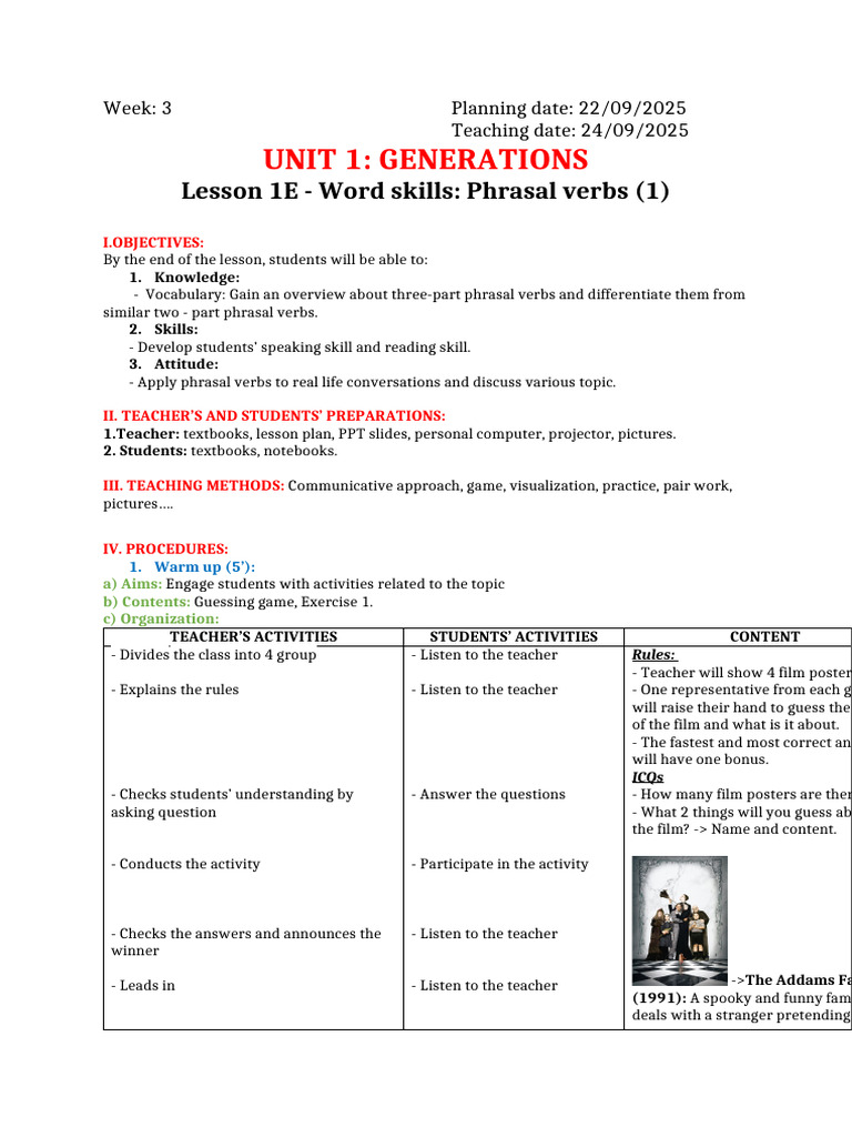 Friends Global 11 - U1 - 1E. Word Skills | PDF | Batman | Teachers