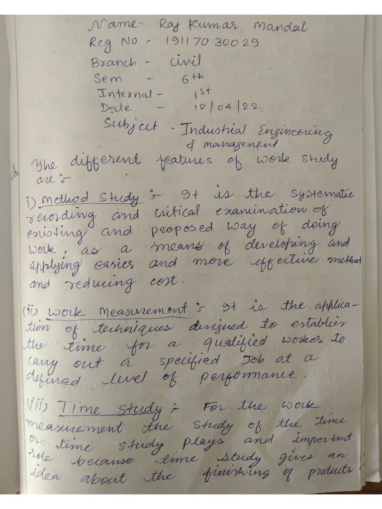 Industrial Engg. Test 1 | PDF