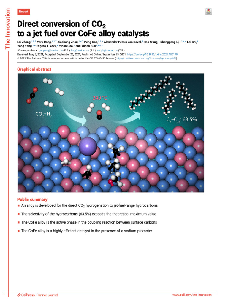 Direct Conversion of CO2 | PDF | Catalysis | Methane