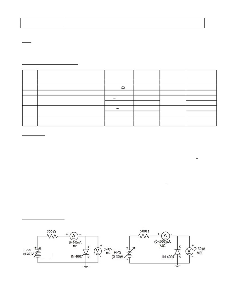 Exp 1-PN AND ZENER DIODE | PDF | P–N Junction | Diode