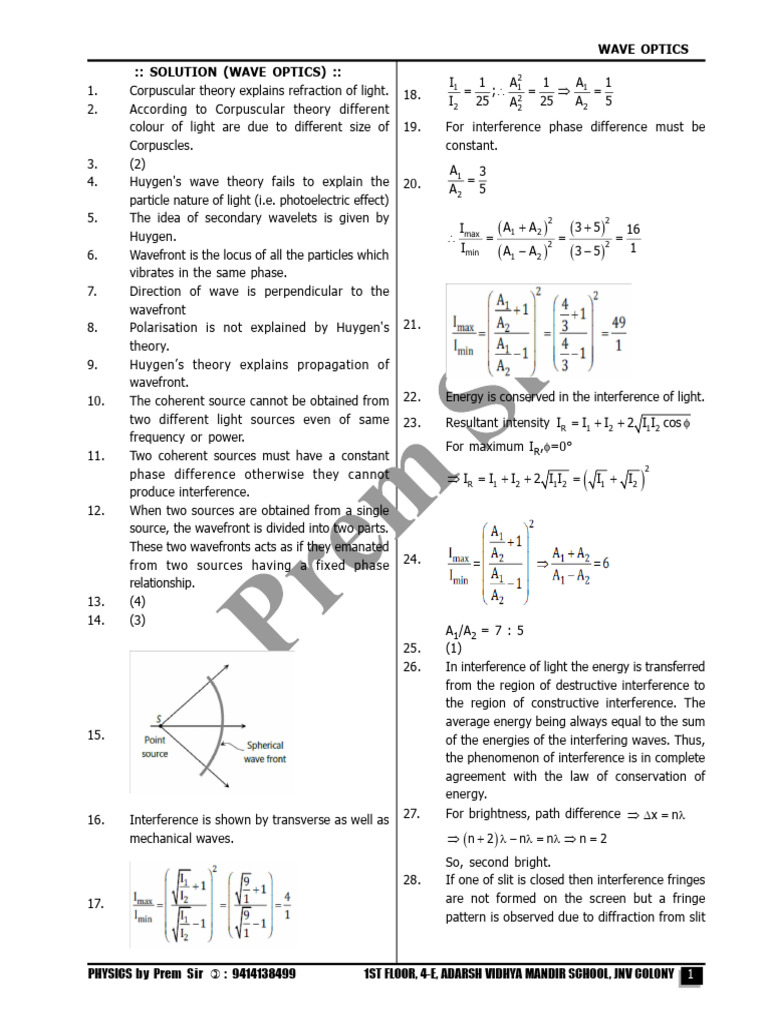 Wave Optics Concepts and Principles | PDF | Light | Optics