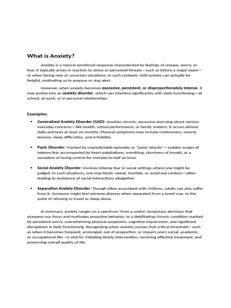 Understanding Anxiety Disorders Explained | PDF
