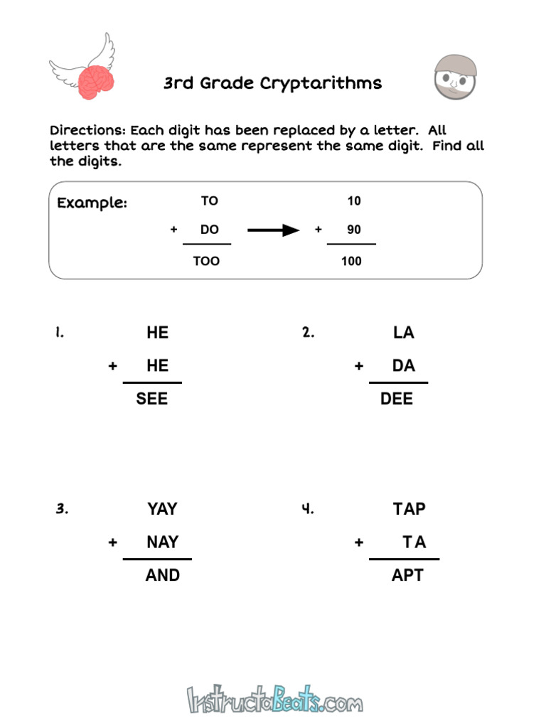 3rd Grade Cryptarithms S1 | PDF