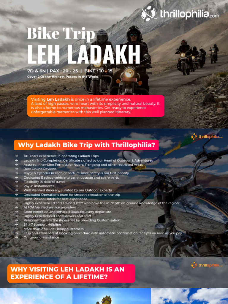 Leh Ladakh Bike Trip Itinerary Guide | PDF | Payments