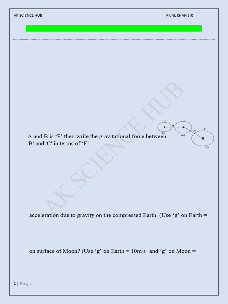 Physics Unit - Gravitational Force | PDF | Mass | Force