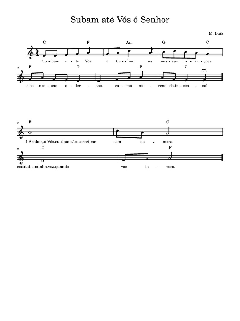 Letra de "Subam até Vós ó Senhor" | PDF