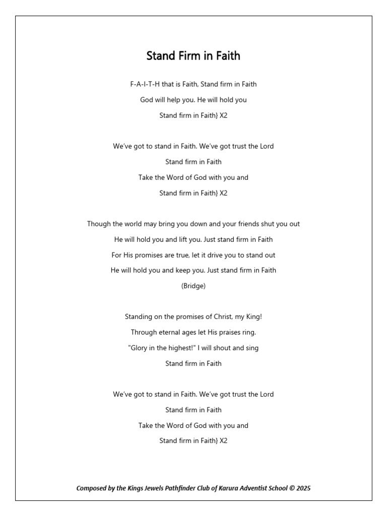 Stand Firm in Faith: A Musical Anthem | PDF