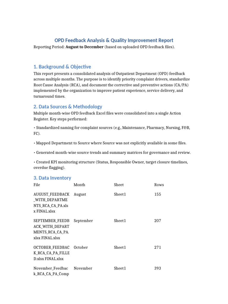 OPD_Feedback_Analysis_Quality_Report | PDF