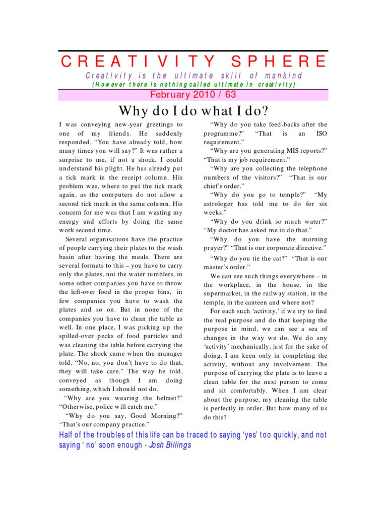 Understanding Creativity's Purpose | PDF | Self-Improvement