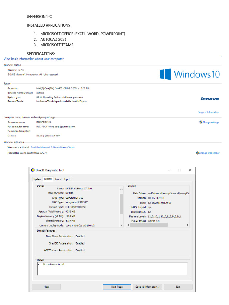 PC Specs 1 | PDF