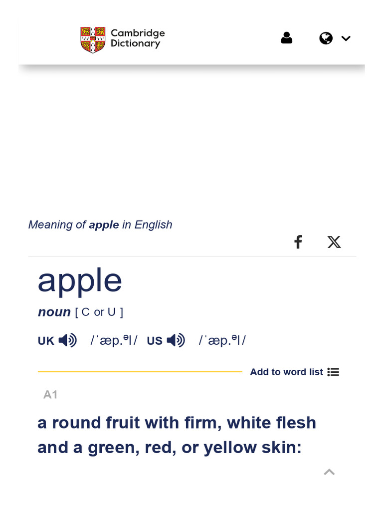 APPLE - English Meaning - Cambridge Dictionary | PDF | Apple | Edible ...