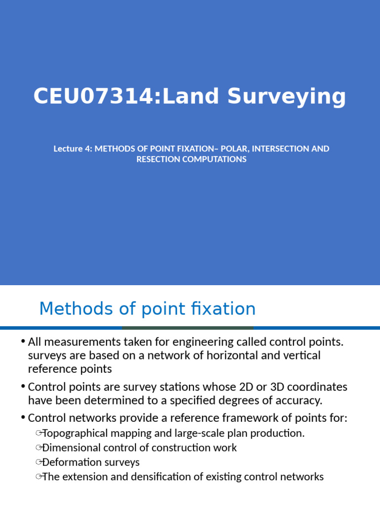 CEU07314 Lecture 4 Polar Intersection Resection | PDF | Surveying ...