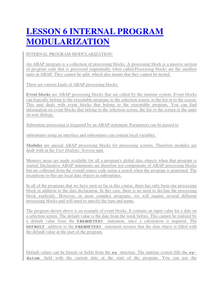 Lesson 6 Internal Program Modularization Pdf Parameter Computer Programming Subroutine 5793