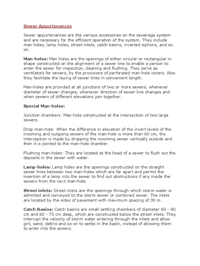 Sewer Appurtenances | Download Free PDF | Sewage Treatment | Sewage