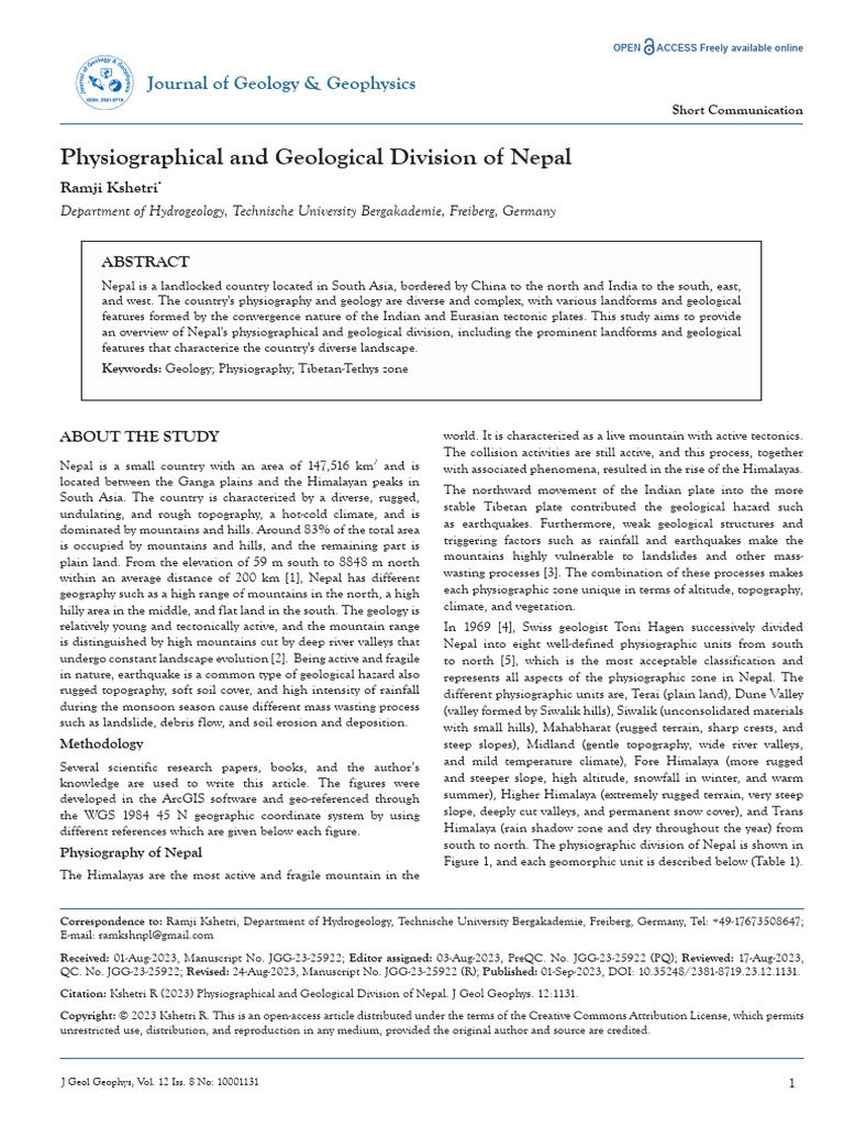 Physiographical and Geological Overview of Nepal | PDF | Geology ...