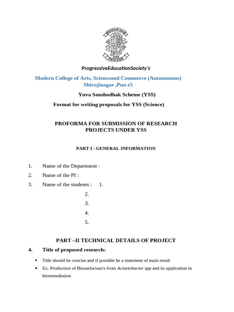 YSS Format for Science | PDF