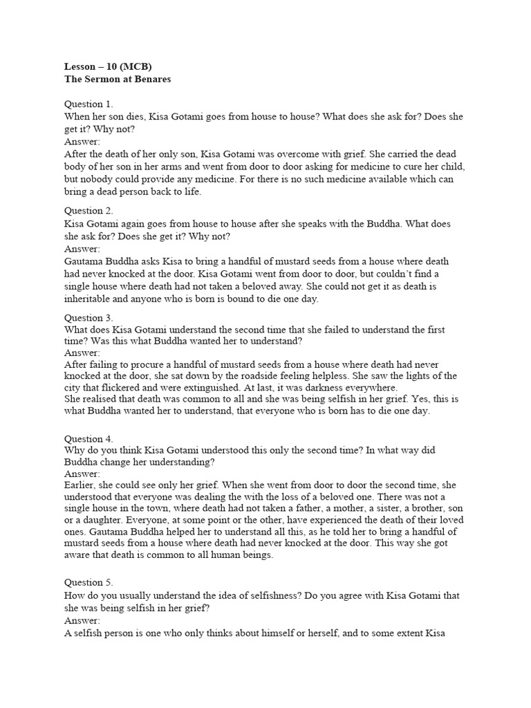 Lesson 10 (MCB) The Sermon at Benares | PDF