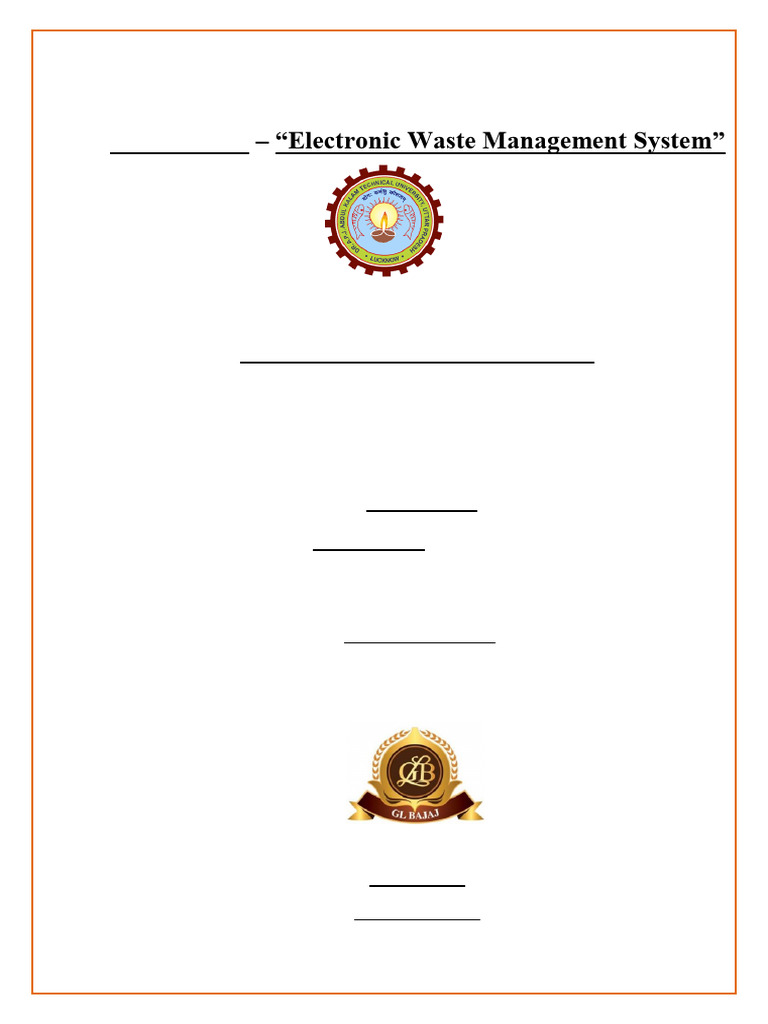 Electronic Waste Management Project Report | PDF | Electronic Waste | Waste