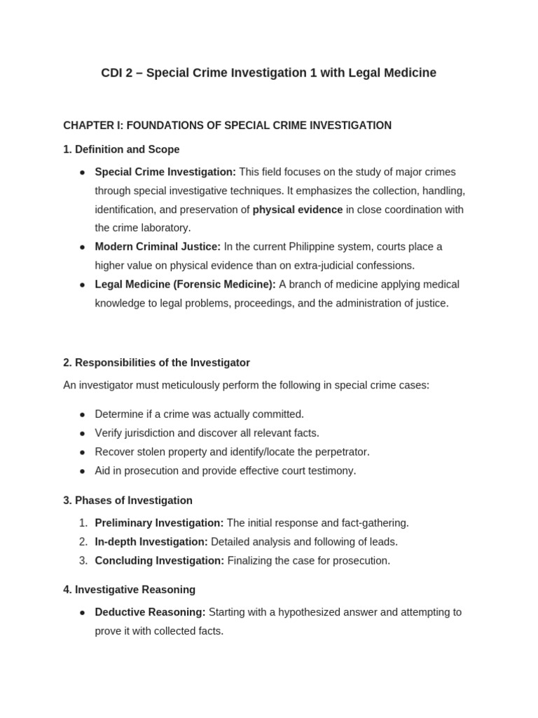 Special Crime Investigation & Legal Medicine | PDF | Forensic Science ...