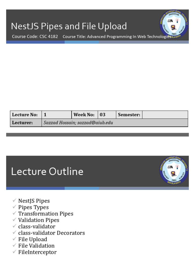 Lecture 3.0 Pipes&FileUpload | PDF | Computer File | String (Computer ...