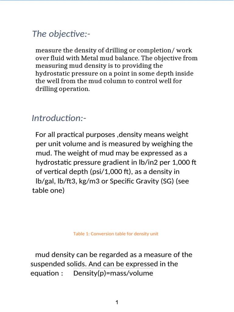 Mud Density | PDF | Density | Liquids