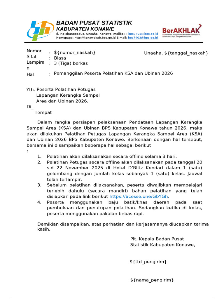 Pelatihan KSA dan Ubinan 2026 Konawe | PDF