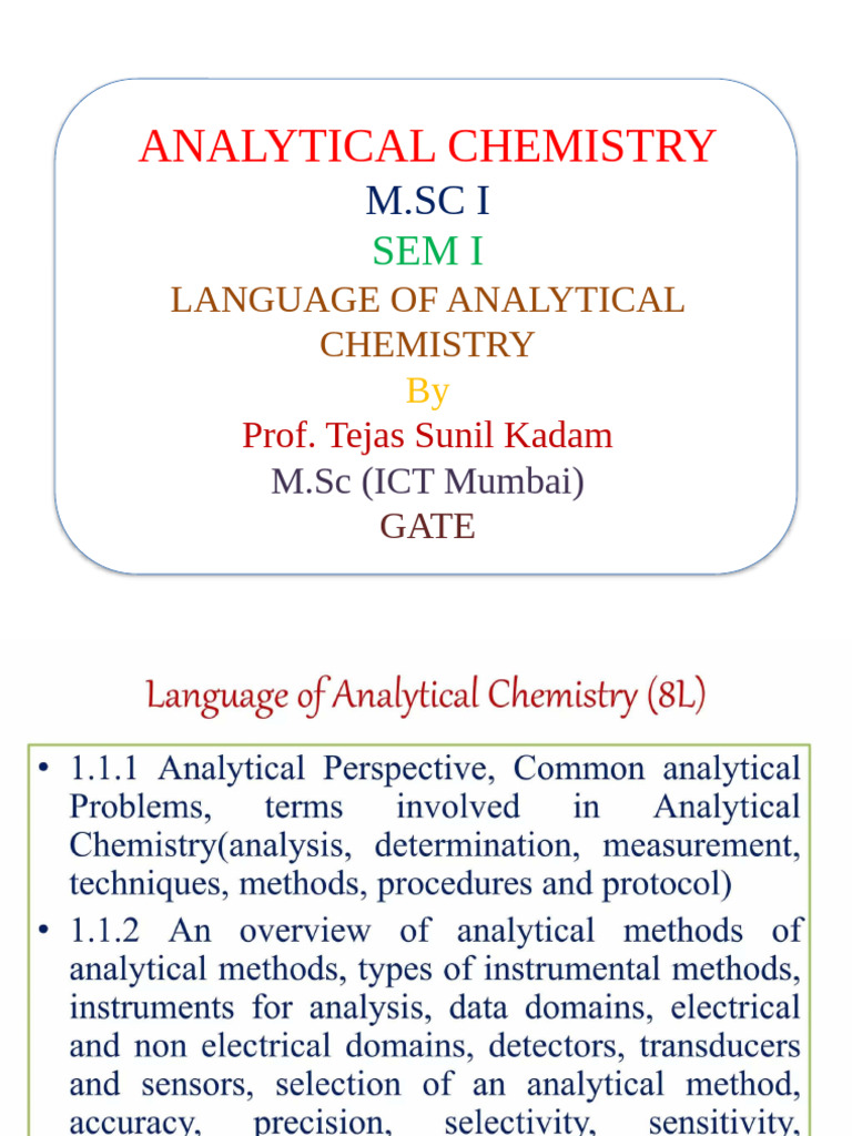 Language of Analytical Chemistry | PDF