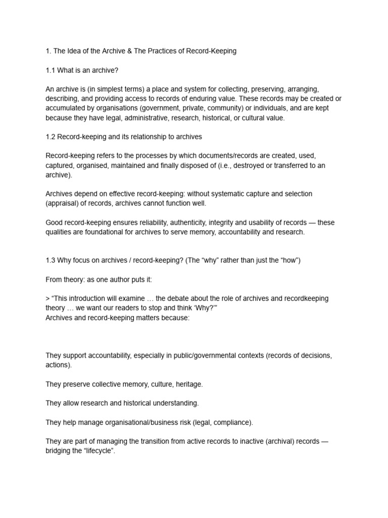 Understanding Archives and Record-Keeping | PDF | Records Management ...