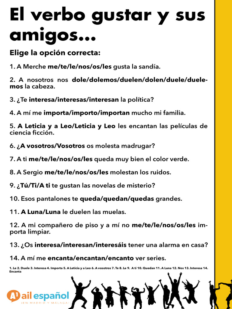 Actividad Ejercicio Verbo Gustar | PDF
