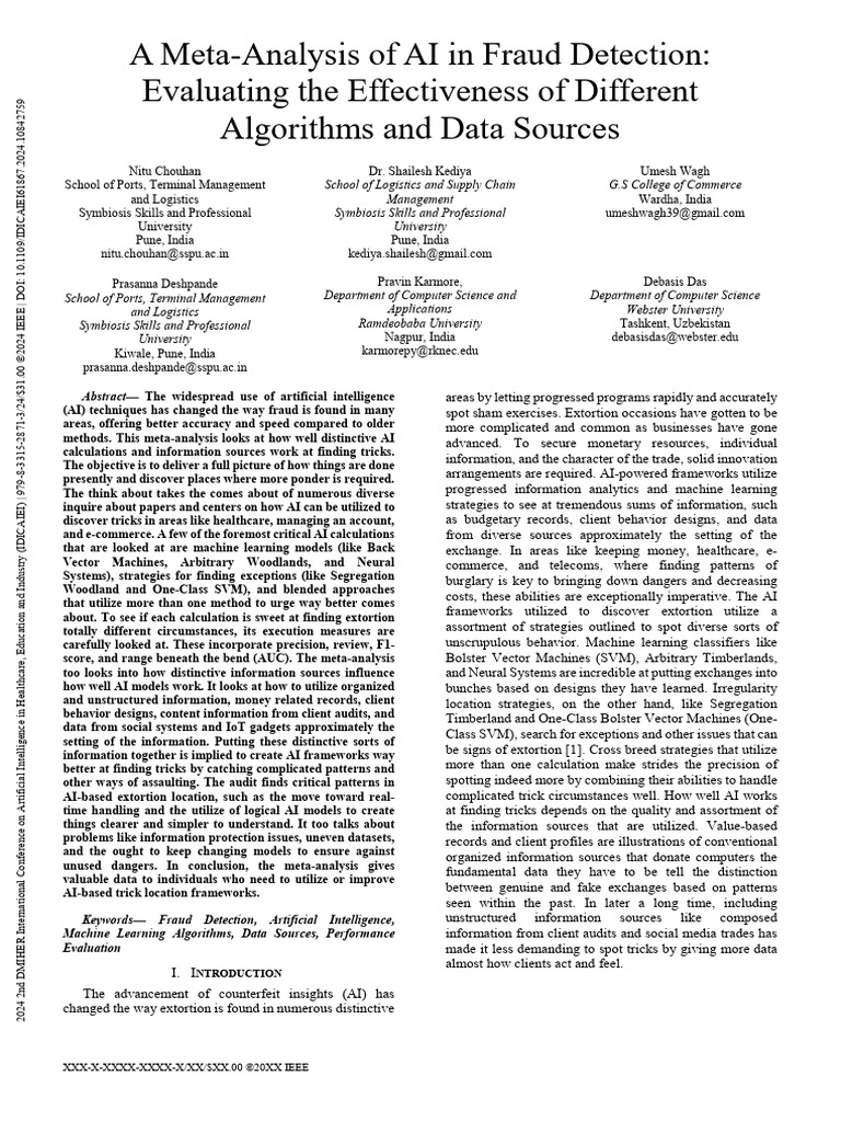 AI Algorithms in Fraud Detection Analysis | PDF | Artificial ...
