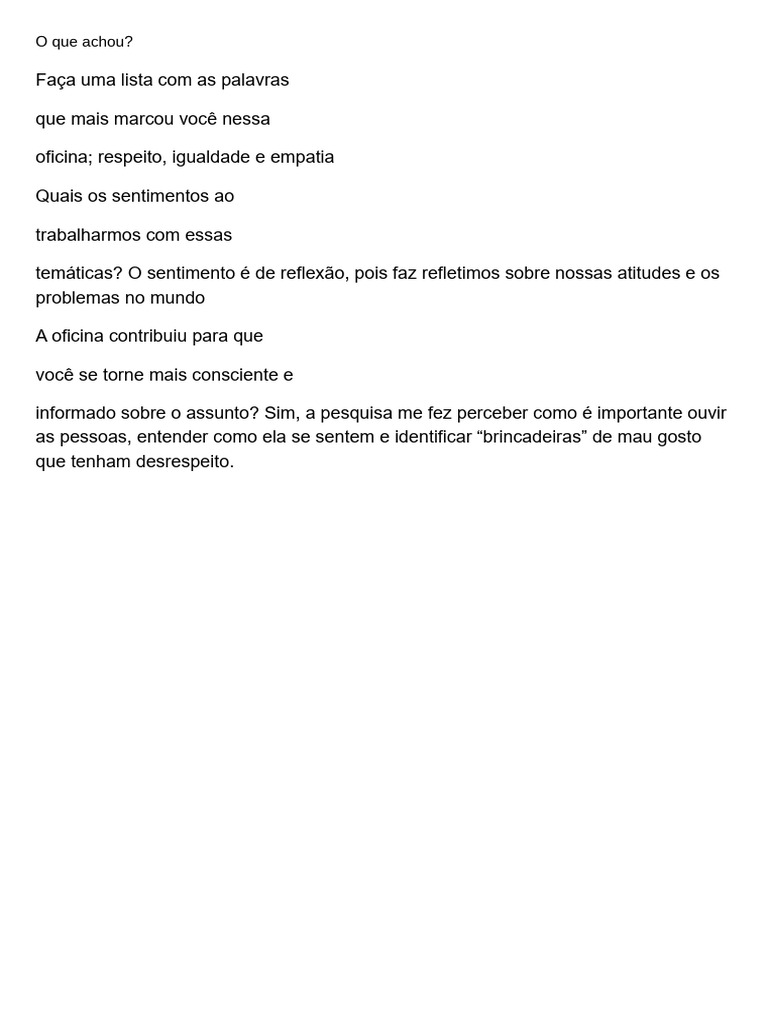 O que achou? | PDF