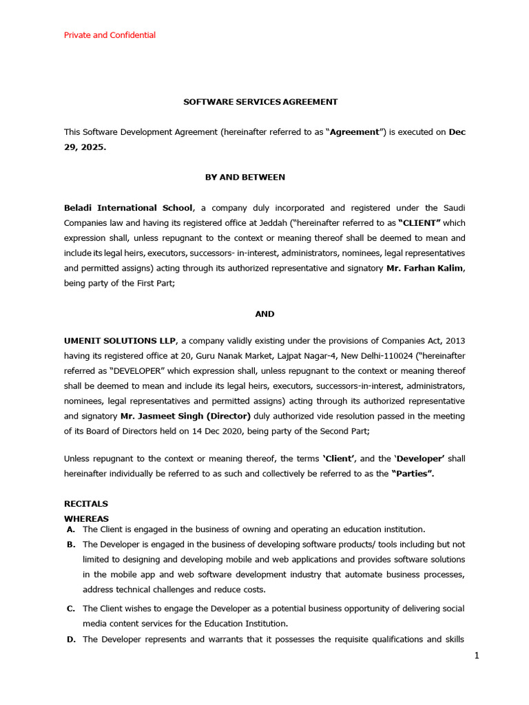 UMENIT-BeladiSchool ServiceLevelAgreement V1.0 | PDF | Legal Remedy ...