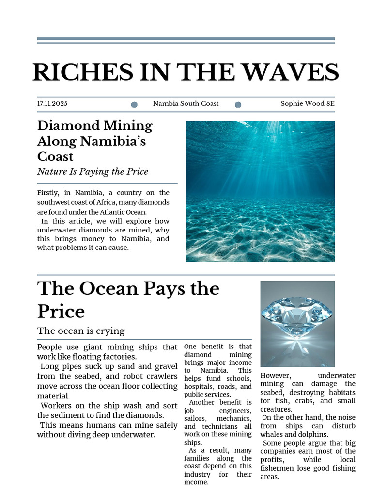 Underwater Diamond Mining in Namibia | PDF | Oceans | Seabed